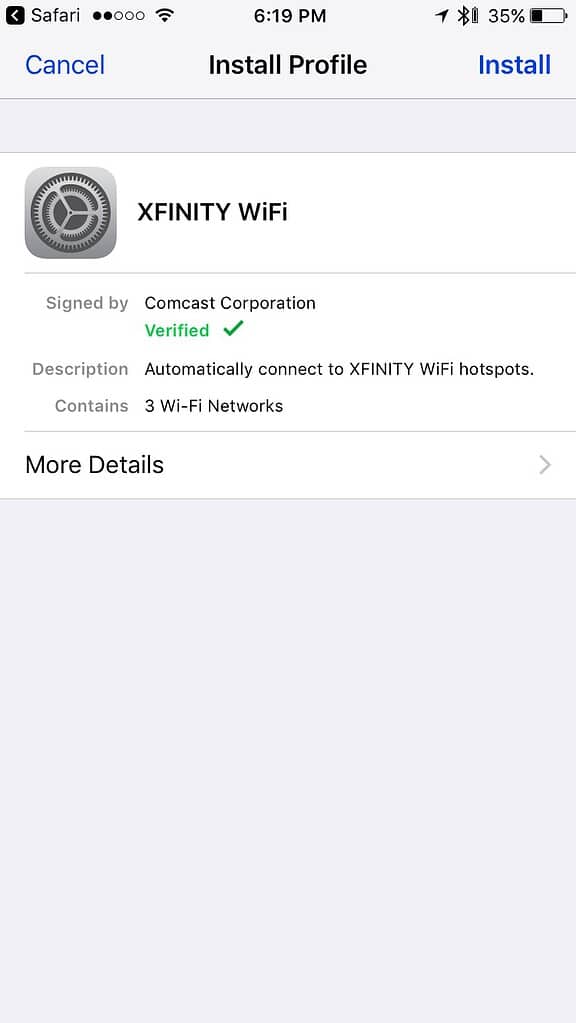 Install Secure XFINITY WiFi Profile On Your New iPhone