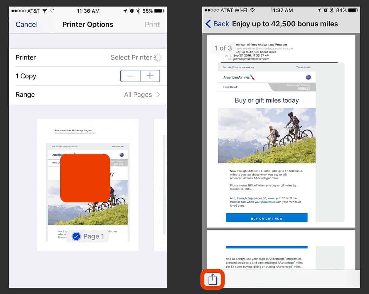 iOS 10: Print to PDF With and Without 3D Touch