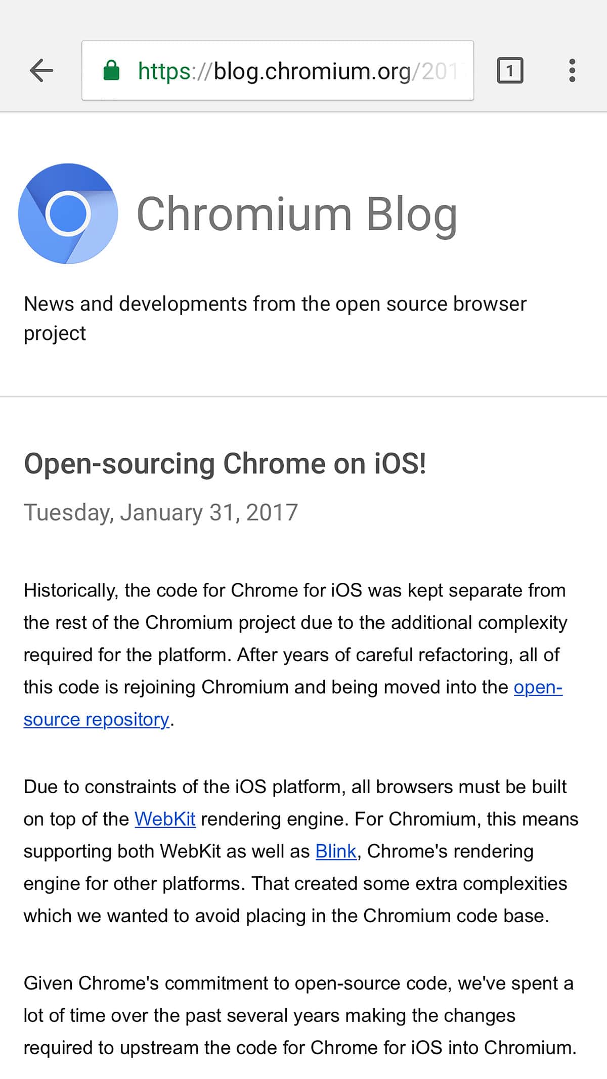 The iOS Chrome Browser Is Now Open Source