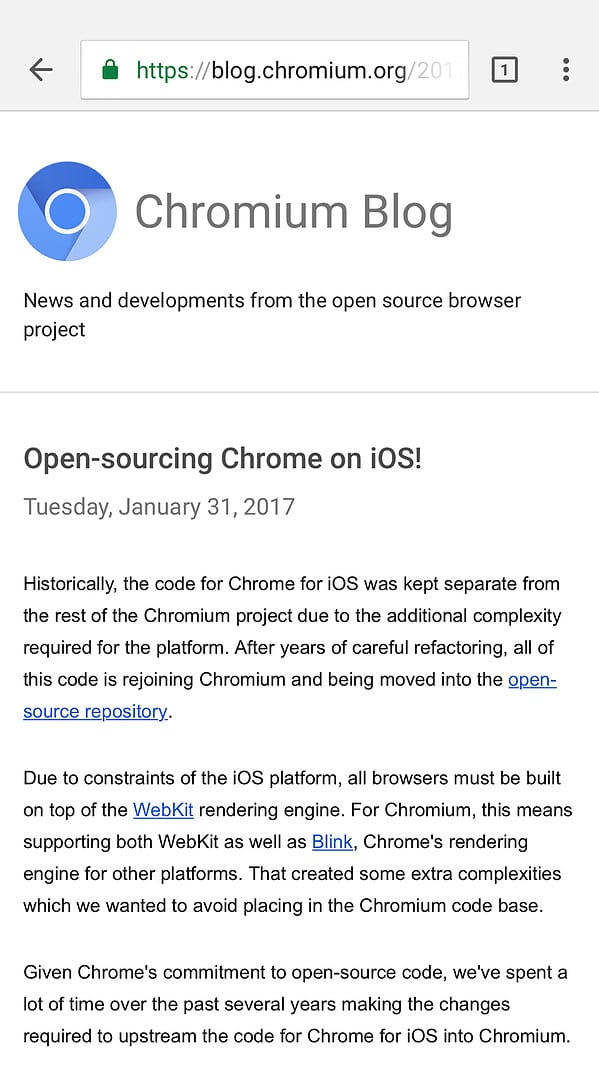 The iOS Chrome Browser Is Now Open Source