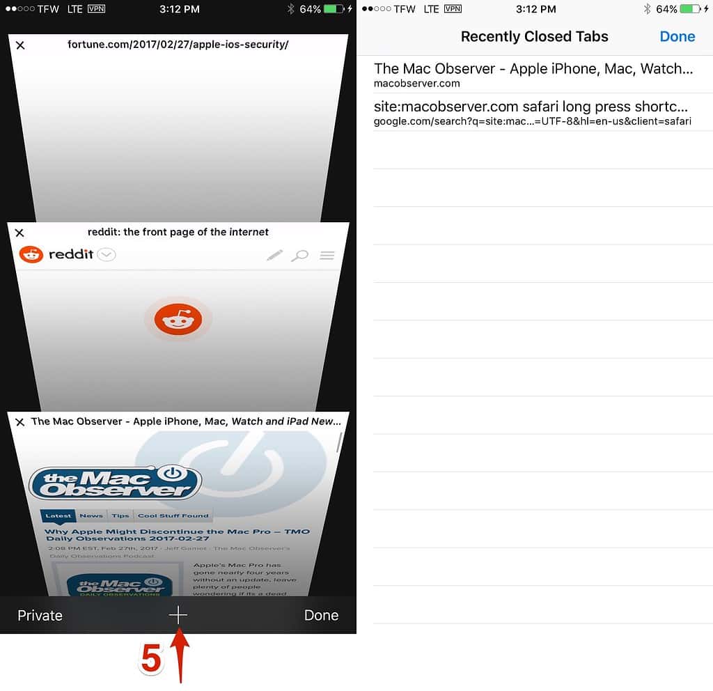 iOS: Long Press Icons For Safari Shortcuts