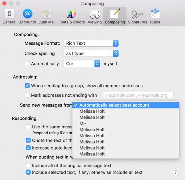 macOS: Using "Automatically Select Best Account" in Mail