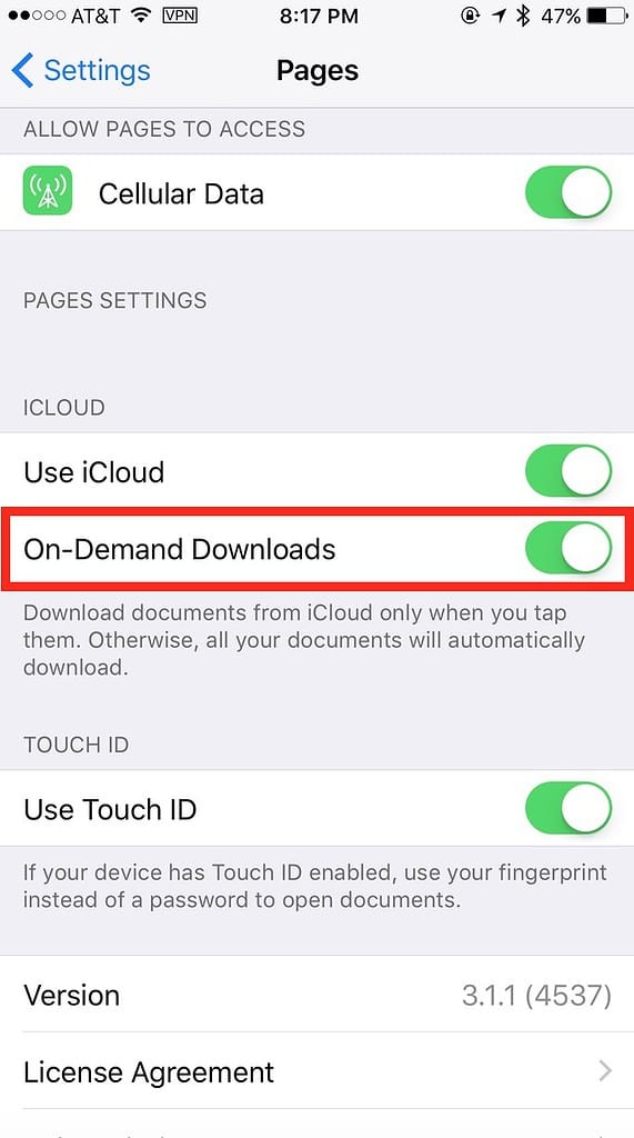 iCloud and iWork: Using On-Demand Downloads