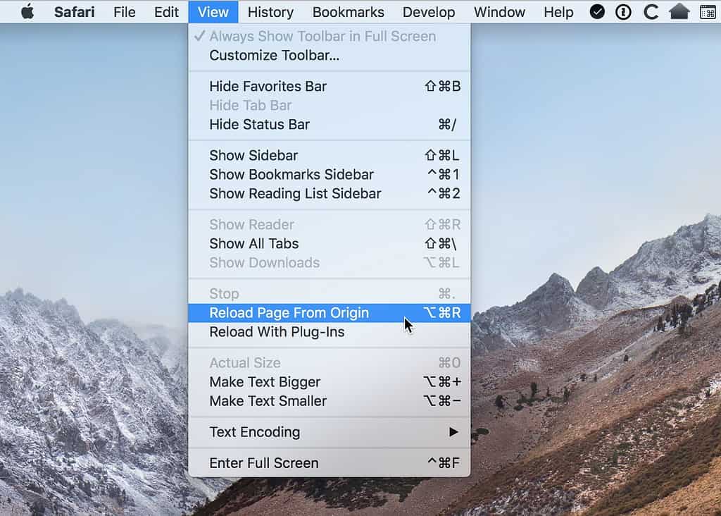 macOS: How to Use "Reload Page from Origin" in Safari