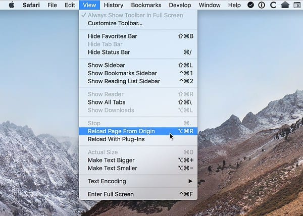 macOS: How to Use "Reload Page from Origin" in Safari