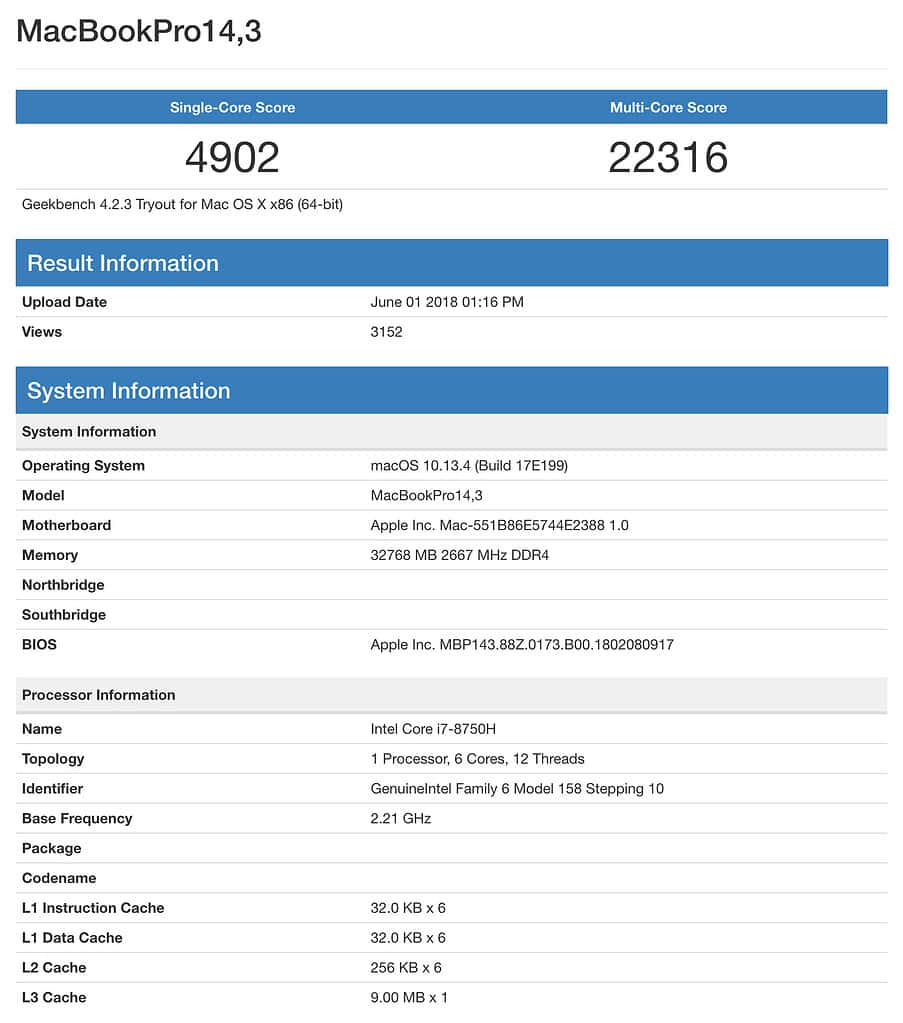 Geekbench Results Tease 6-Core MacBook Pro with 32GB RAM