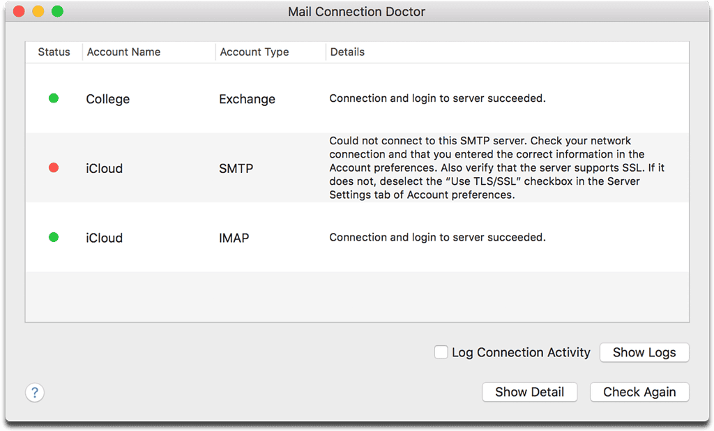 macOS: How to Use Apple Mail Connection Doctor