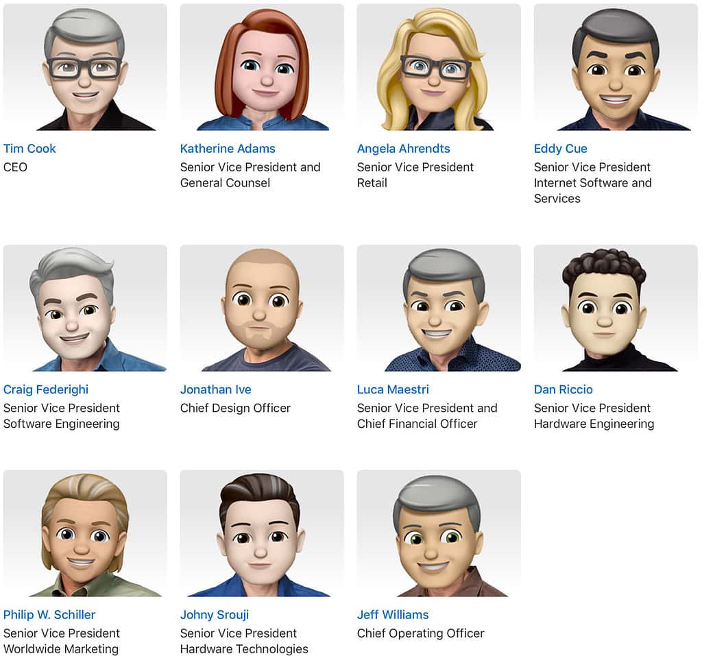 Apple Leadership Page Gets Memoji Makeover for World Emoji Day