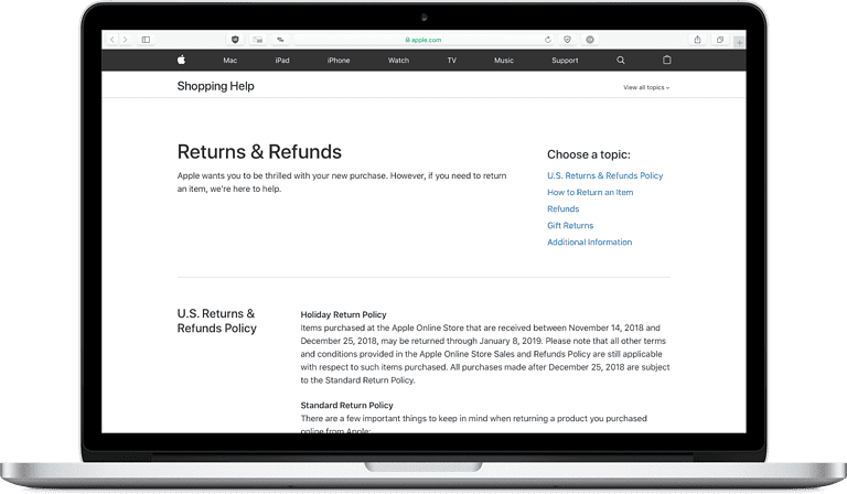 Apple Holiday Returns and Refunds Now in Effect