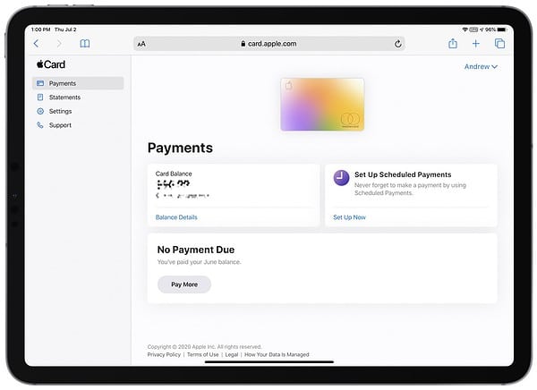 Pay Your Apple Card Bill Online With the New Web Portal