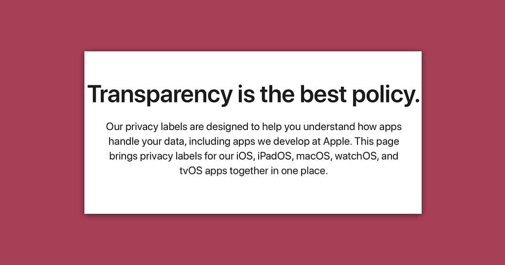 Apple’s New Page Shares Privacy Labels for its Apps