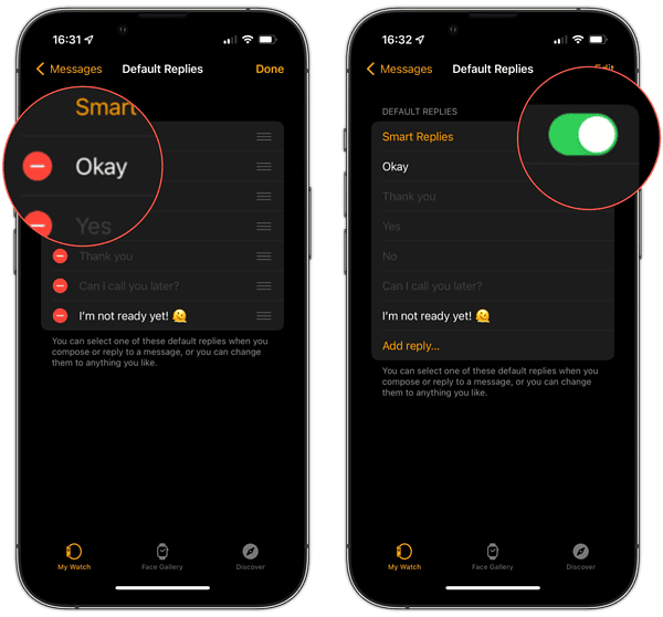 How to Manage Apple Watch Custom Responses