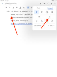 Create a Hanging Indent with Google Docs on iPad