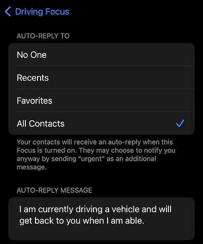 How to Send Auto Replies Using Focus Mode
