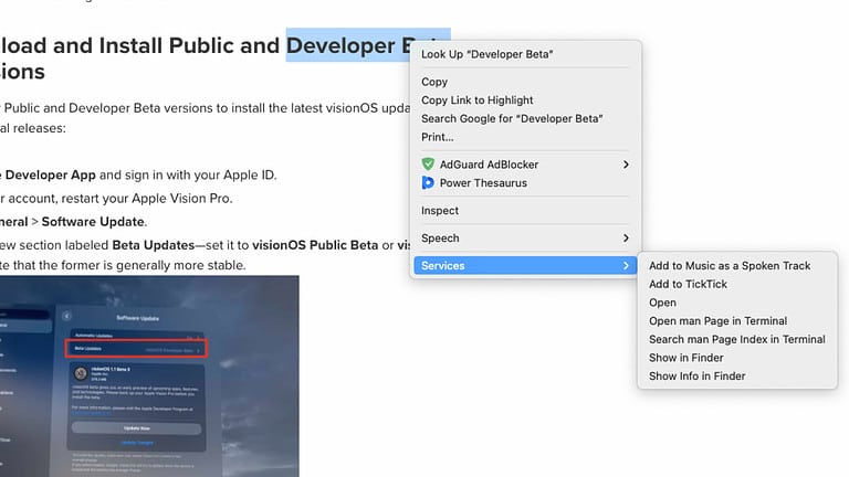 What Is the Services Menu on Mac? And How To Use It? - The Mac Observer