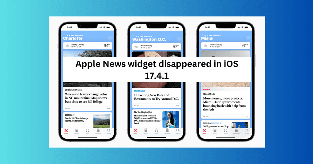 Apple News Widget Disappeared After Updating to iOS 17.4.1 - The Mac ...