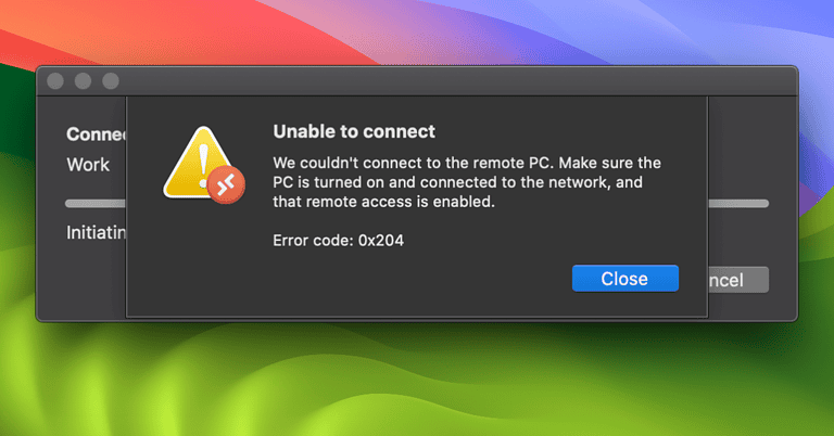 How to Fix Error Code 0x204 Remote Desktop on Mac - The Mac Observer
