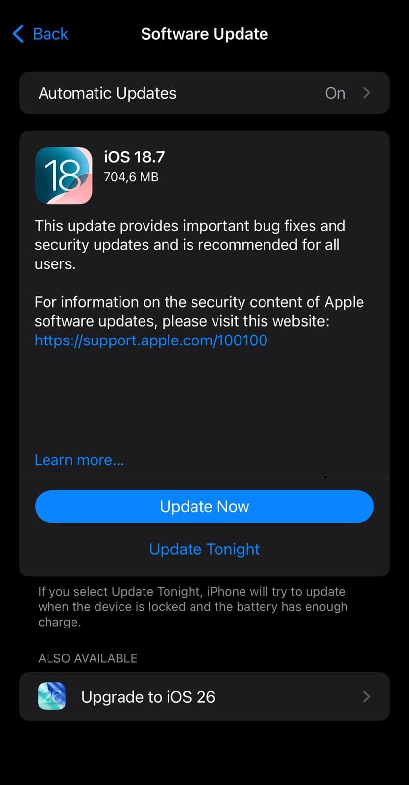 iOS 18.7 for iPhone released as alternative to iOS 26
