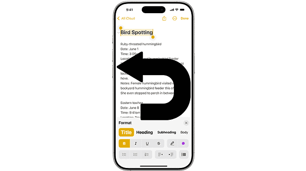 How to Use the Undo Feature in Apple Notes