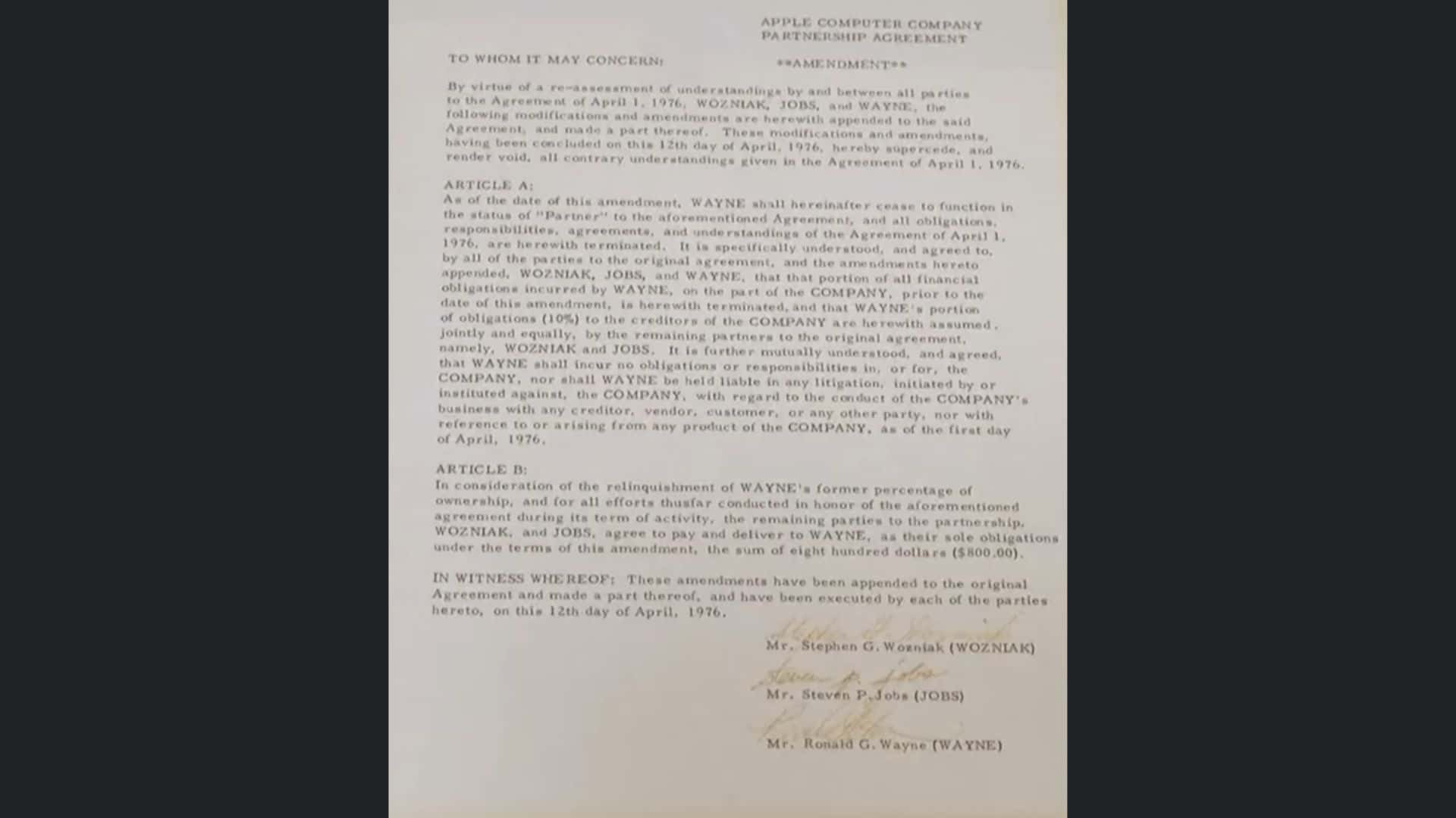 Apple’s Founding Contract Heads to Historic $4 Million Auction