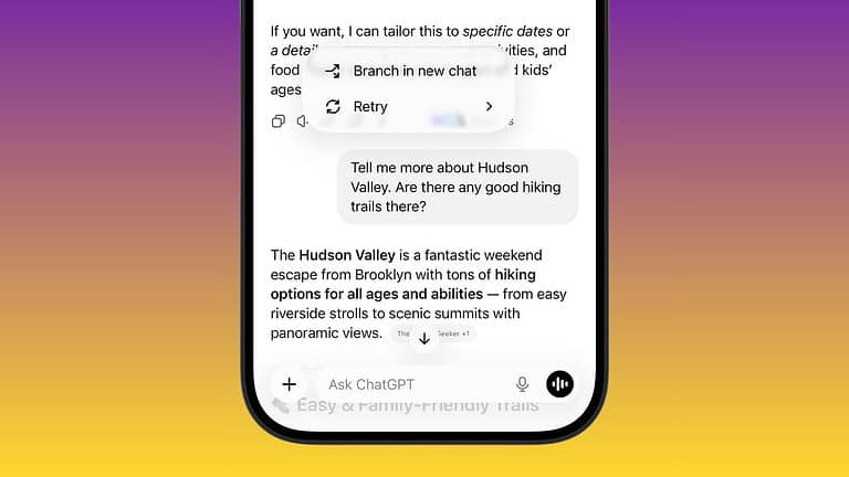 ChatGPT for iOS adds branched chats to split conversations