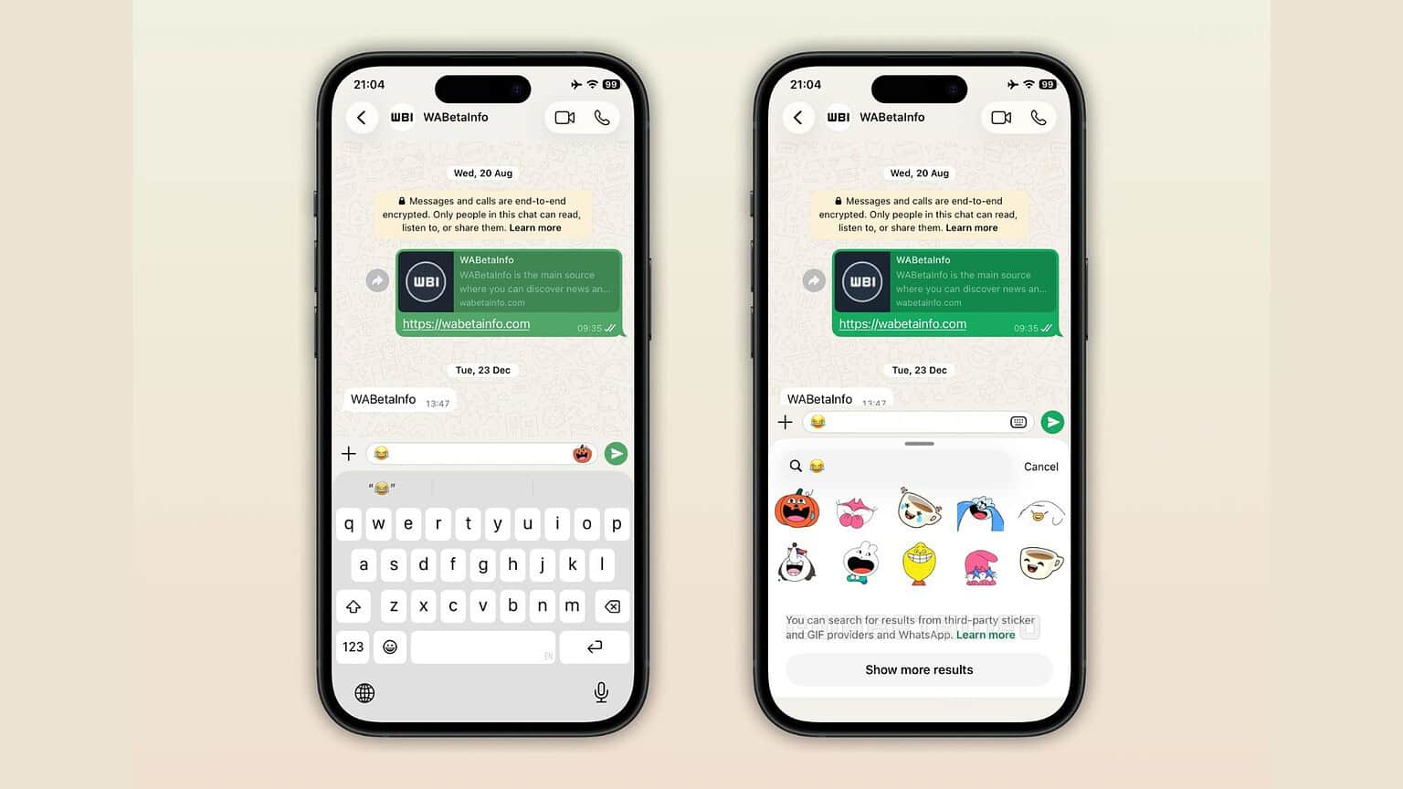 WhatsApp for iOS Tests Smart Sticker Suggestions While You Type